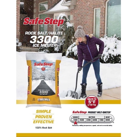 Safe Step Safe Step 3300 Sodium Chloride Crystal Halite/Rock Salt Ice Melt 50 lb 806653 | Zoro